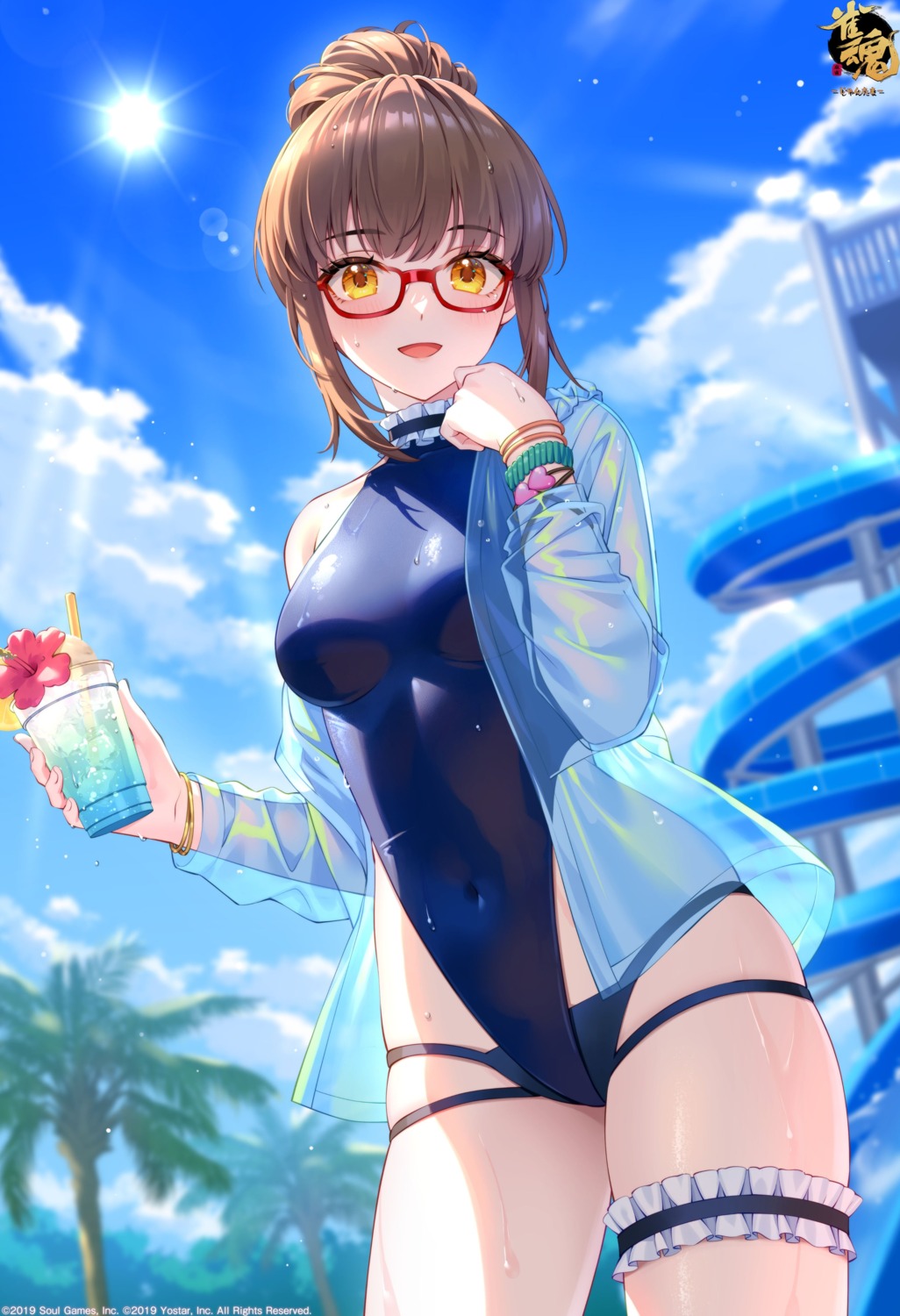 bshi edayo majsoul ninomiya hana garter megane see through swimsuits wet | #1182688 | yande.re